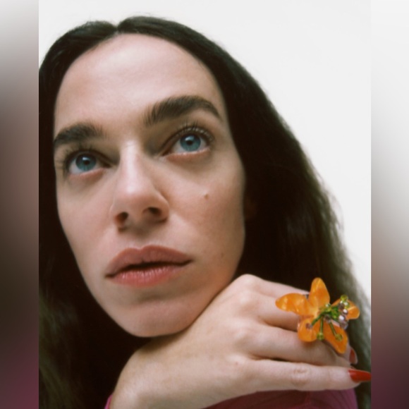 Zara | Jewelry | Zara Orange Resin Beaded Flower Ring | Poshmark